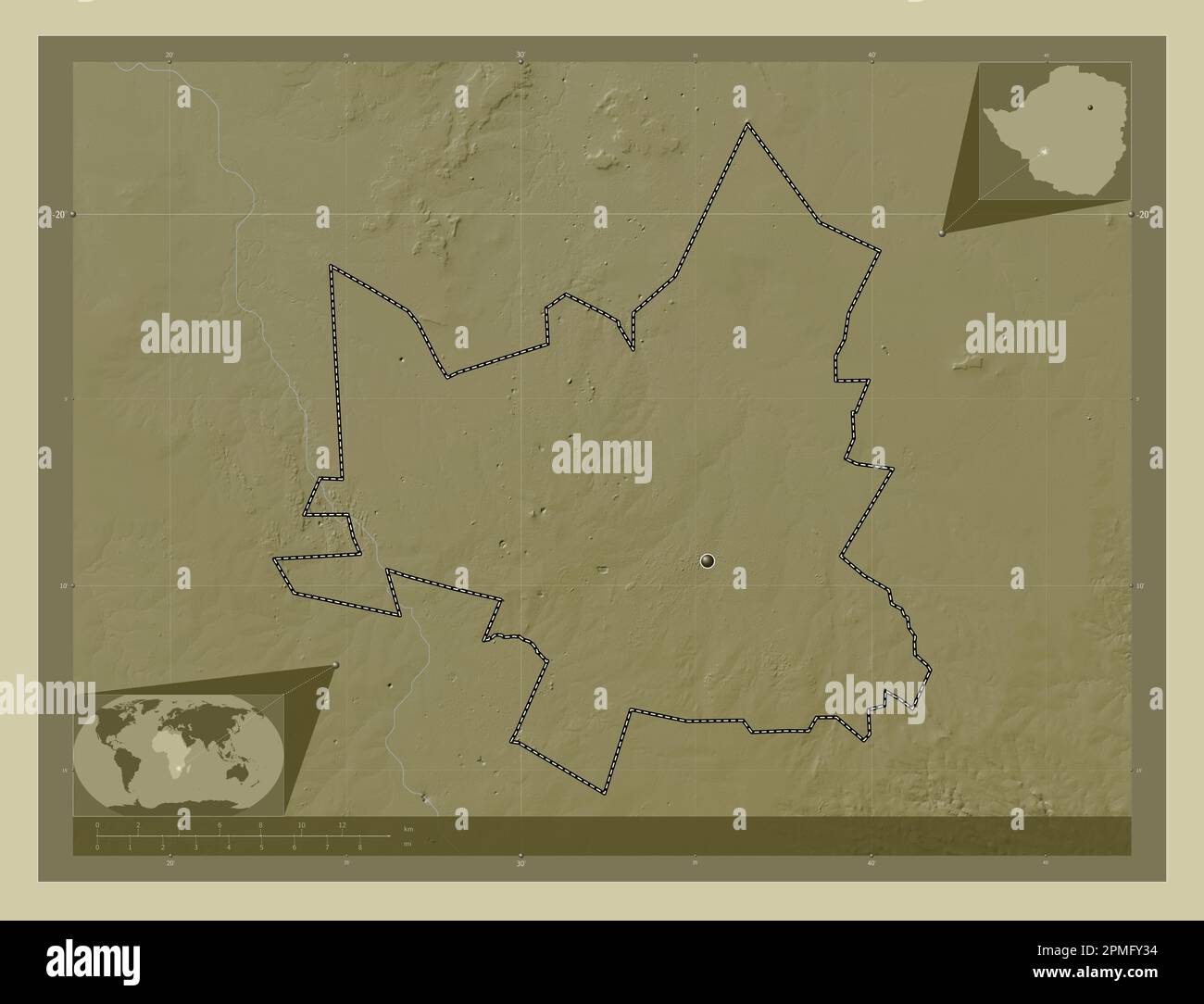 Bulawayo, city of Zimbabwe. Elevation map colored in wiki style with ...