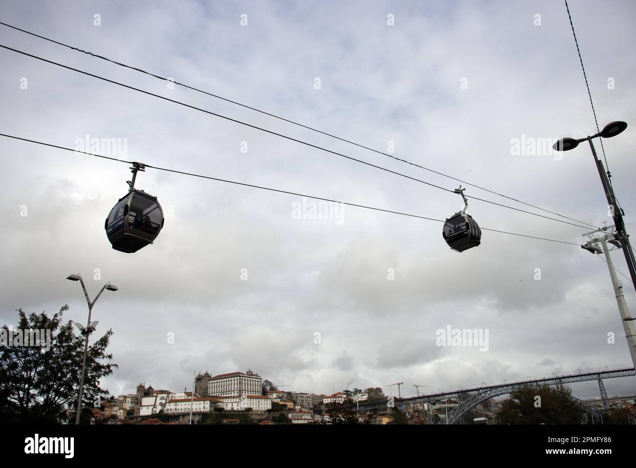 PORTO, PORTUGAL - OCTOBER 31, 2022 detail of the Gaia cable car station ...