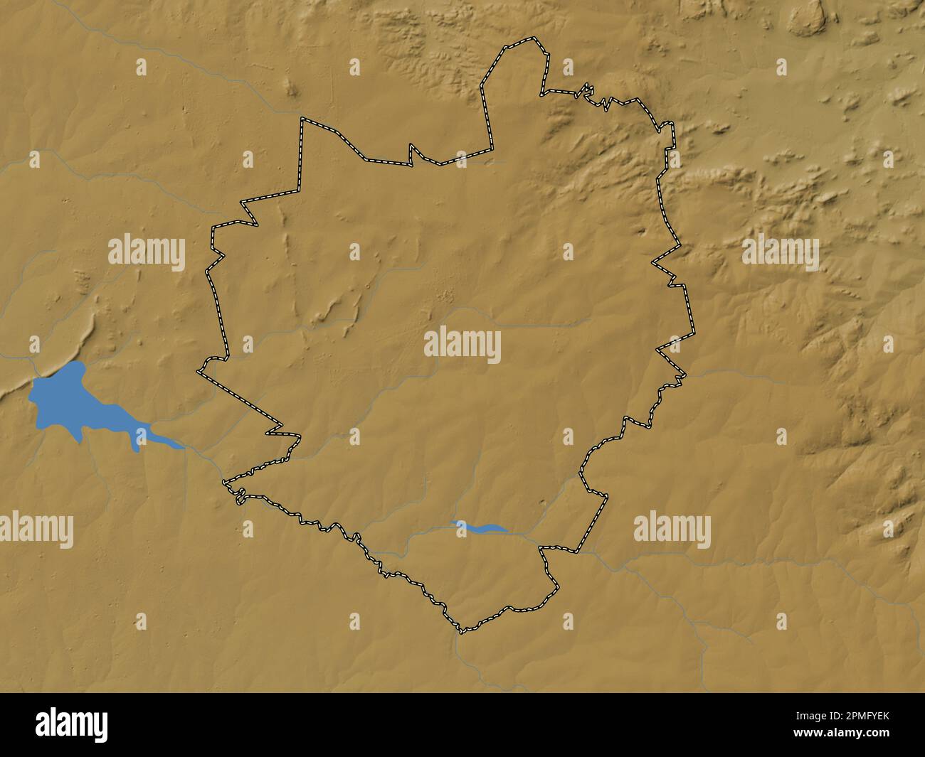 Harare, city of Zimbabwe. Colored elevation map with lakes and rivers ...