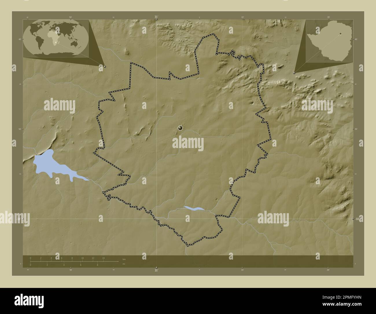 Harare, city of Zimbabwe. Elevation map colored in wiki style with ...