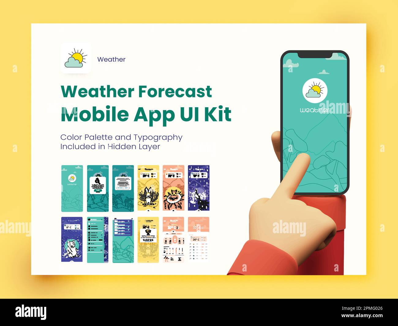 Weather Forecast Mobile App Ui Kit With Showing Temperature Weather Condition For Responsive