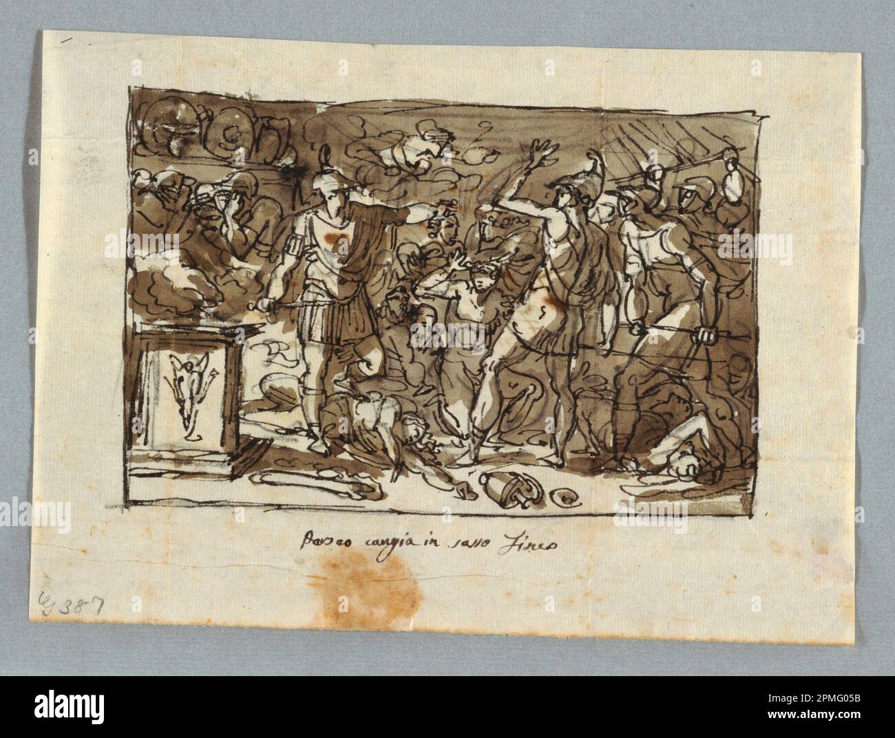 Drawing, Sketchbook Page: Peruses Transforms Phinaeus into Stone ...