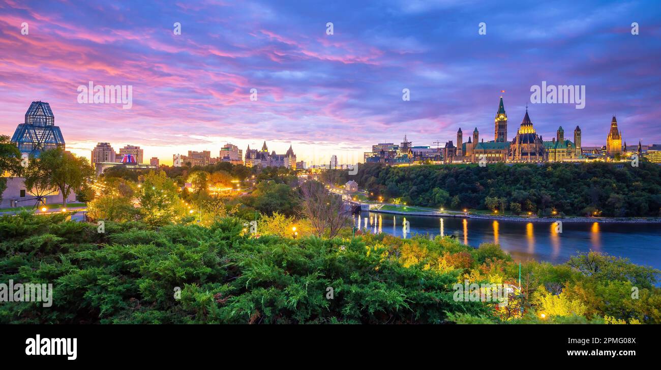 Cityscape skyline of Canada with Parliament hill in downtown Ottawa at ...