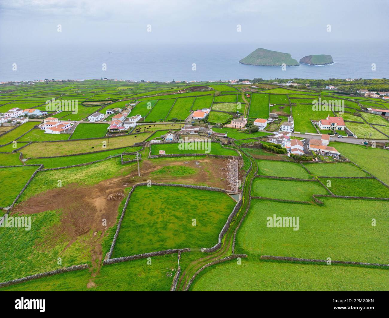 Terceira Aerial View. Dona Joana Volcanic Peak. Beautiful Green ...