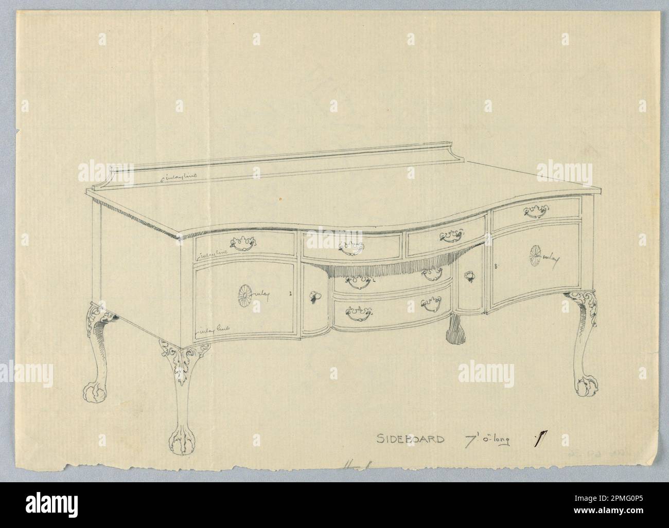 Drawing, Design for Sideboard with Cabriole Legs and Ball and Claw Feet ...