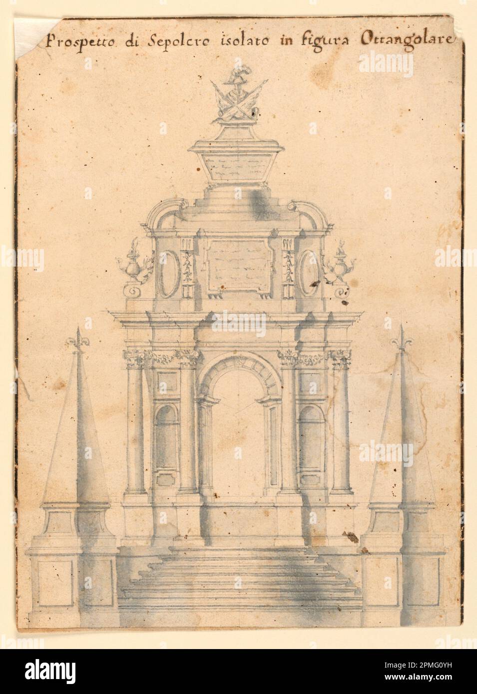 Drawing, Elevation of a Sepulcher Monument; Italy; graphite, pen and ...