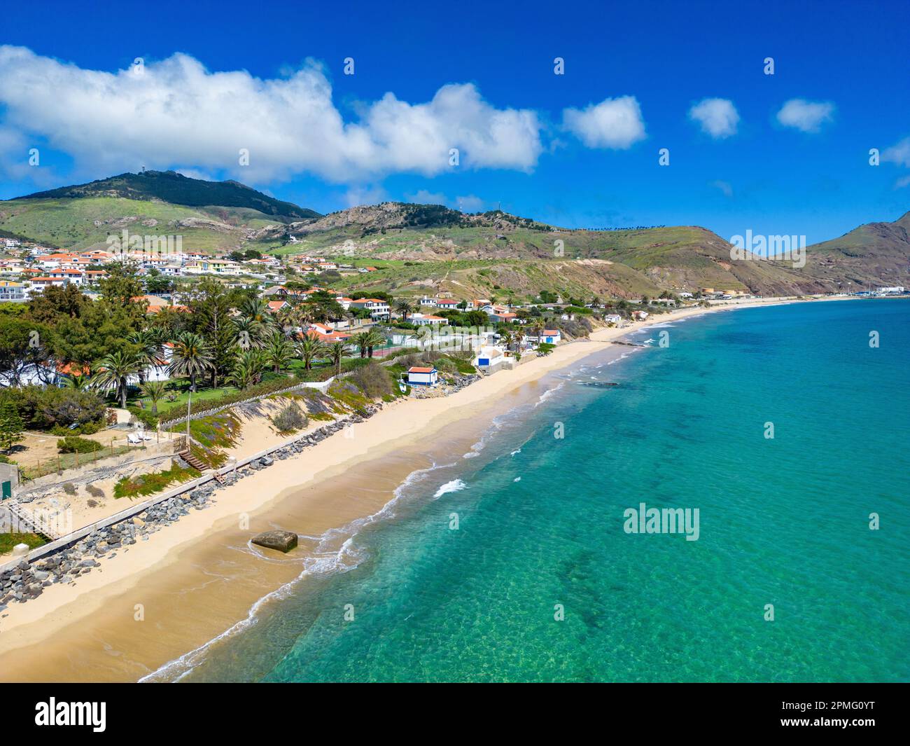 Porto Santo Beach Aerial View. Popular tourist destination in Portugal ...