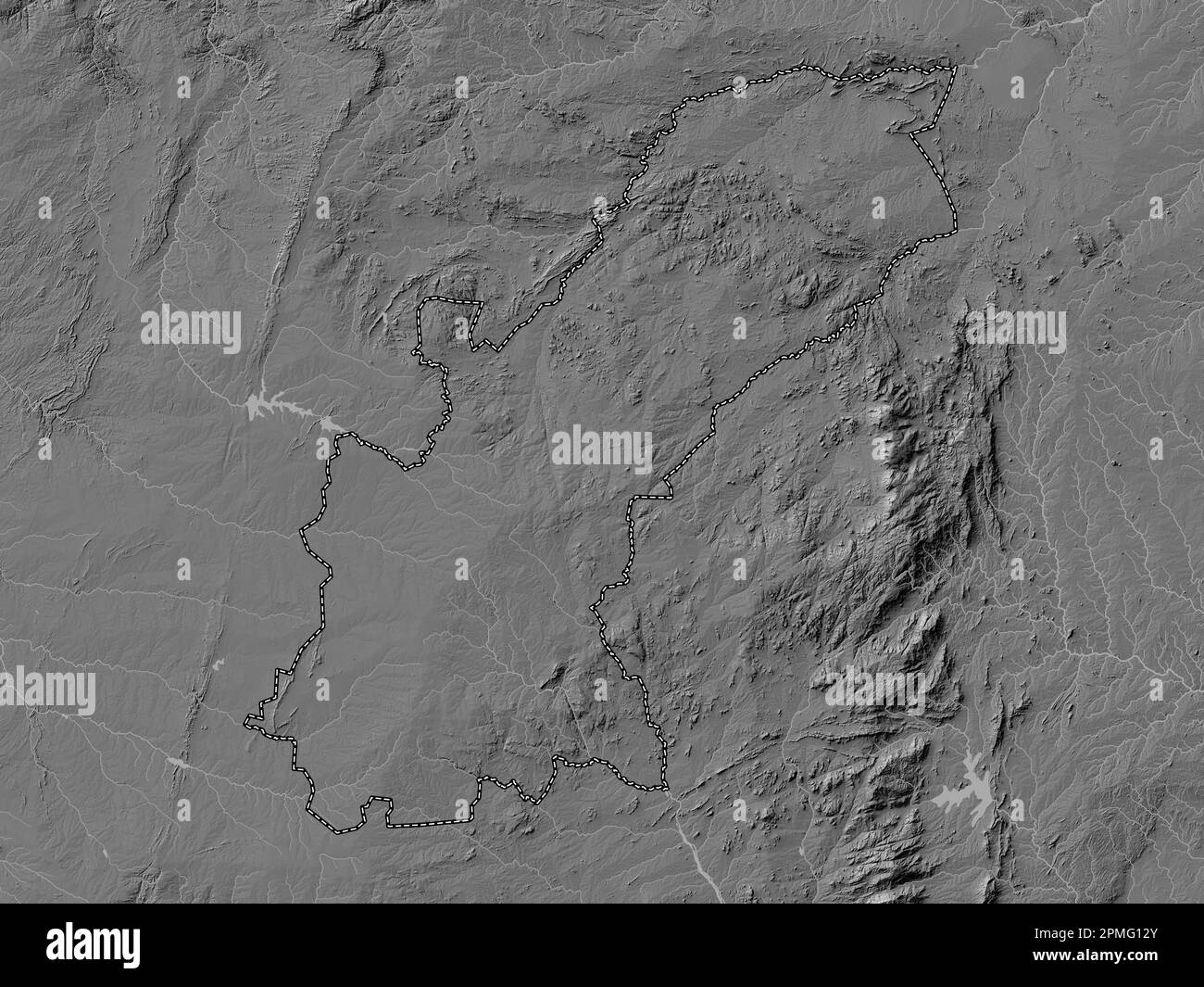 Mashonaland East, province of Zimbabwe. Bilevel elevation map with ...