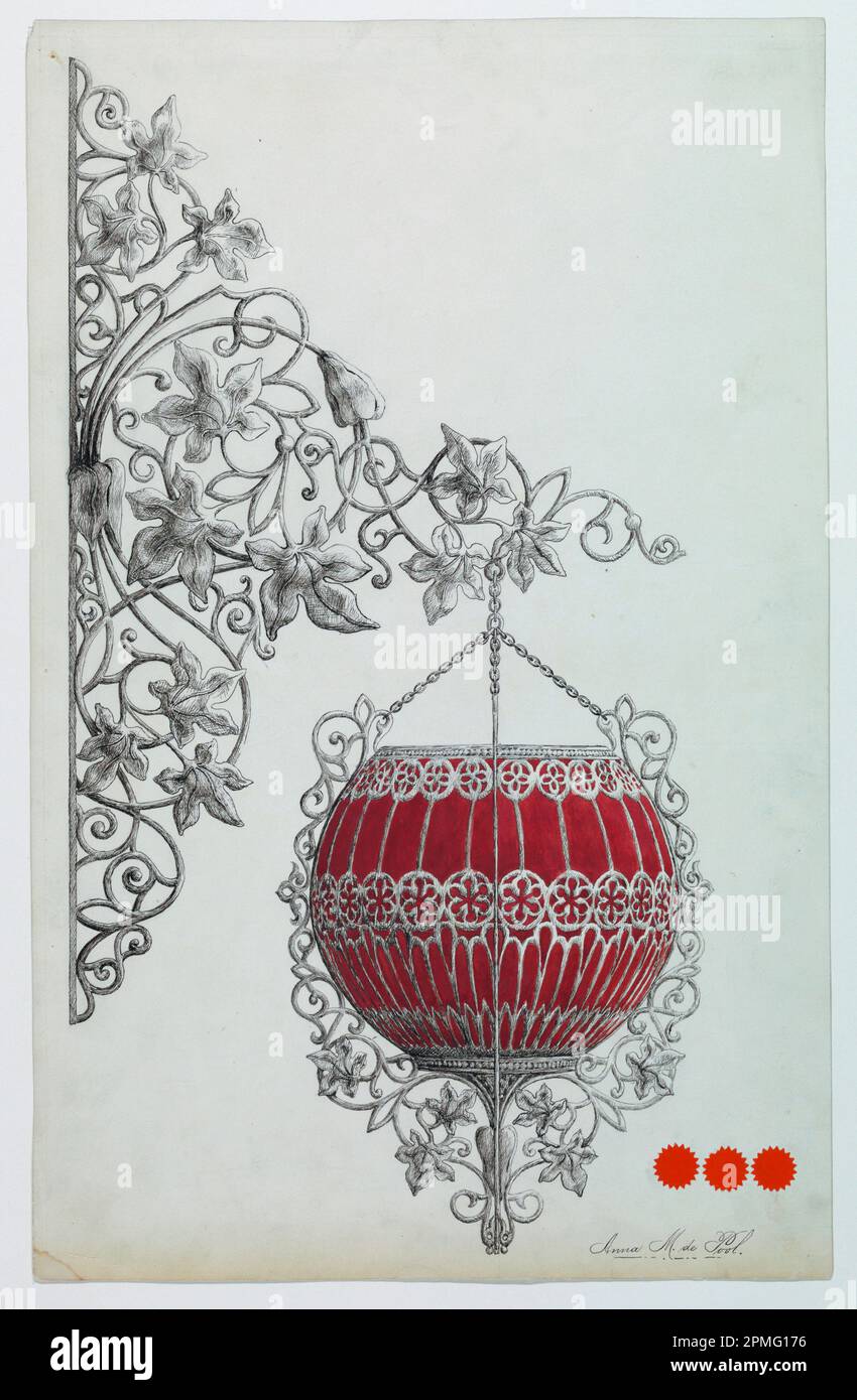 Drawing, Design for a Wrought Iron Light Fixture; Anna M. de Pool ...