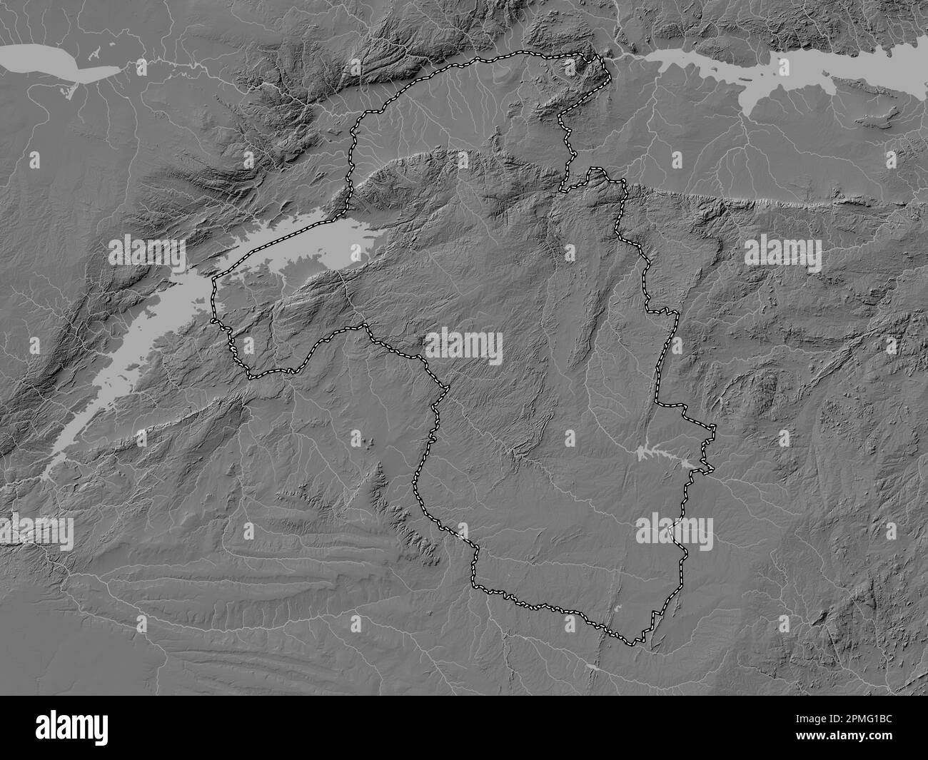 Mashonaland West, province of Zimbabwe. Bilevel elevation map with ...
