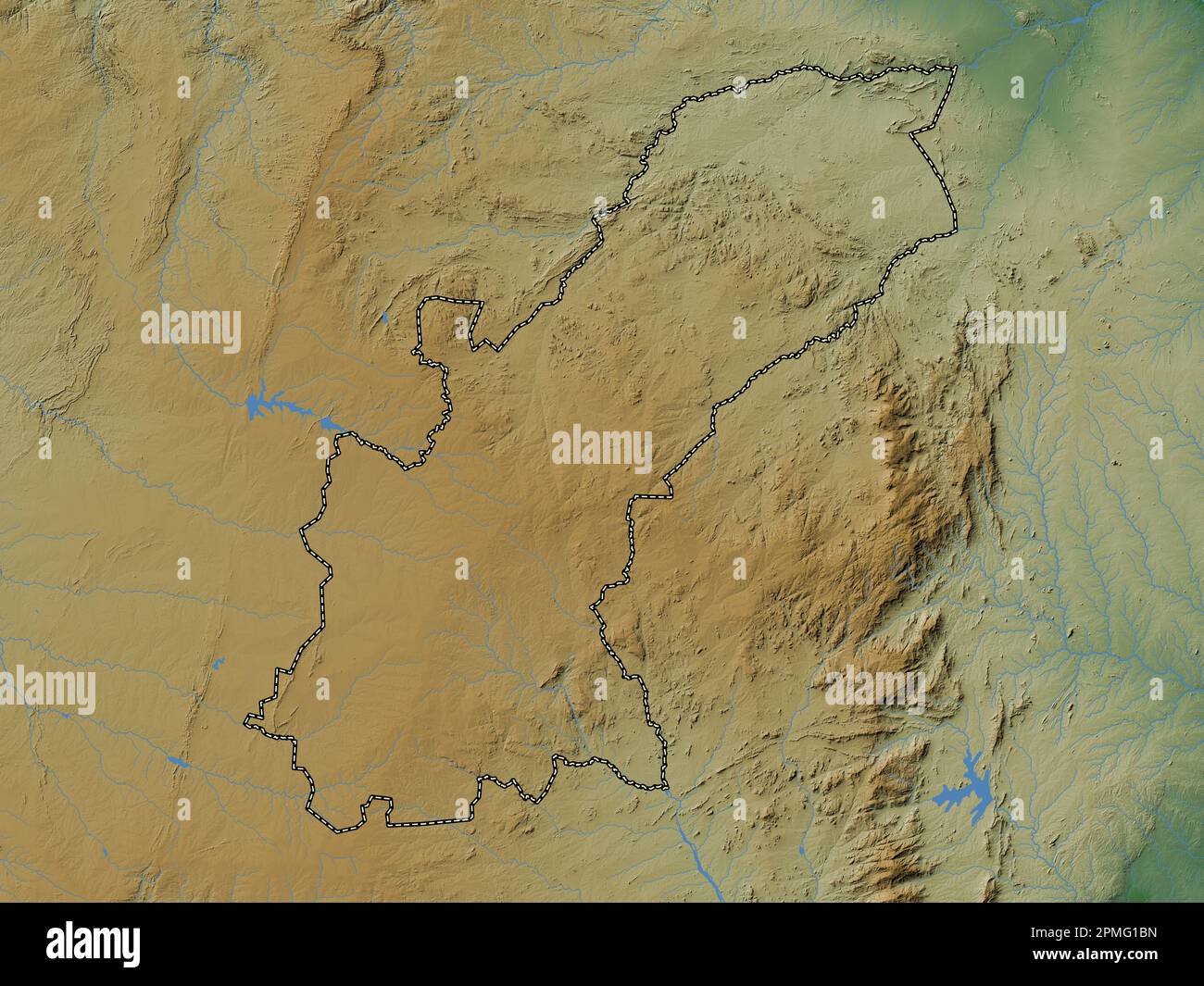 Mashonaland East, province of Zimbabwe. Colored elevation map with ...