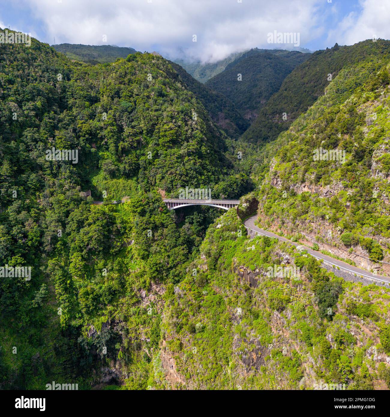 Volcanic green gorge and bridge, one of the main bridges in the ...