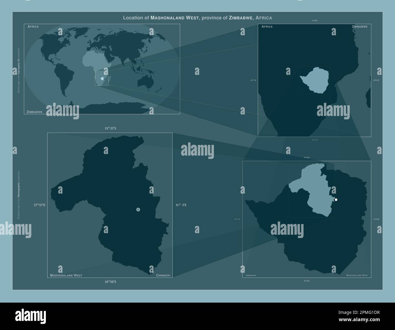 Mashonaland West, province of Zimbabwe. Diagram showing the location of ...