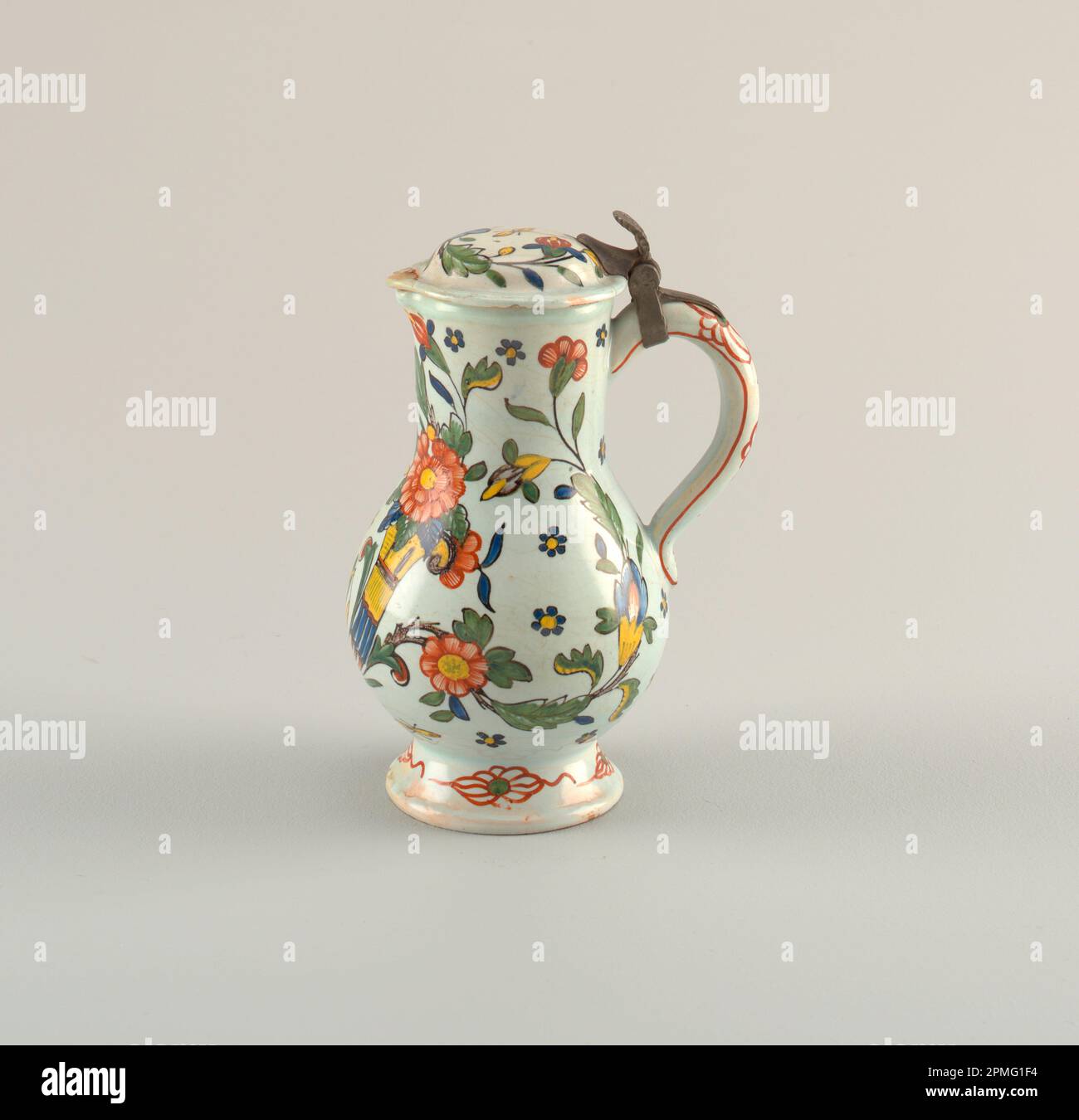 Milk Jug With Hinged Cover (France); tin-glazed earthenware, high-fire ...