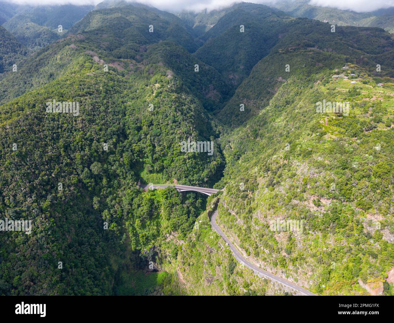 Volcanic green gorge and bridge, one of the main bridges in the ...
