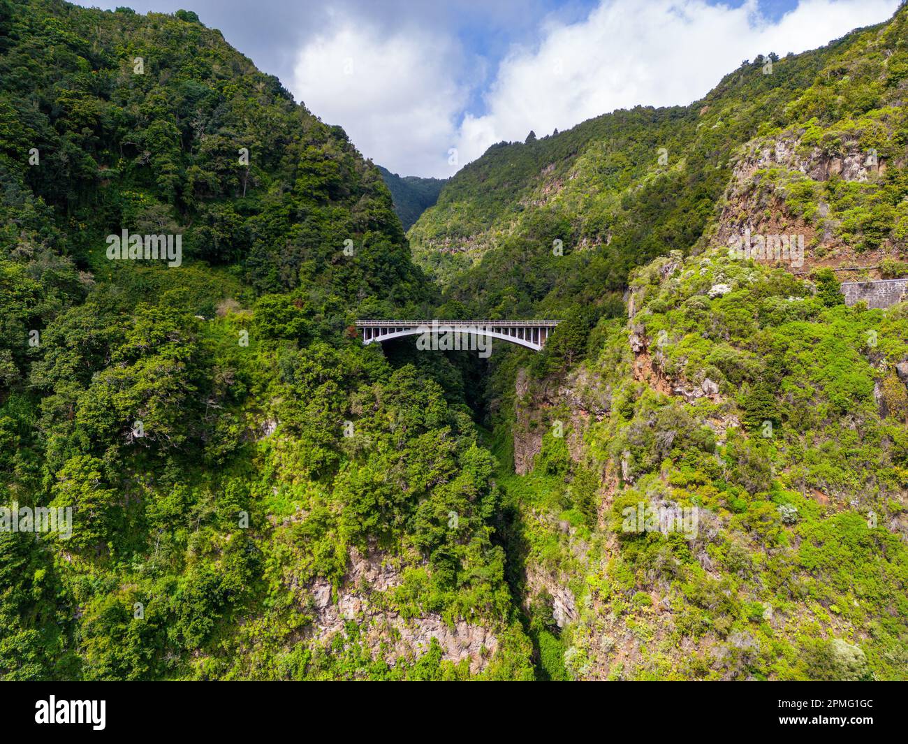 Volcanic green gorge and bridge, one of the main bridges in the ...