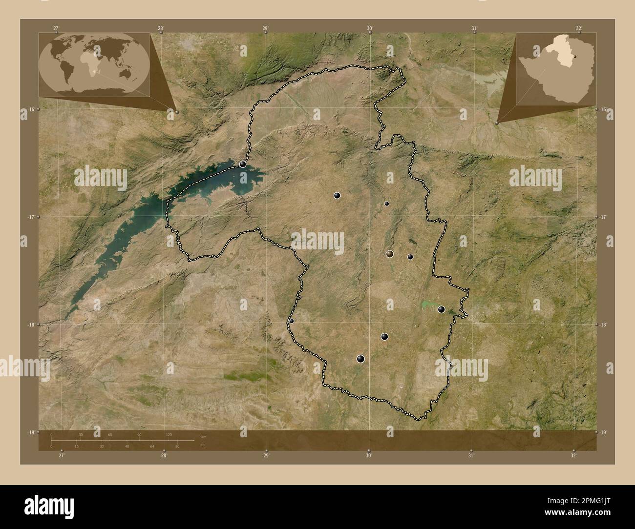 Mashonaland West, province of Zimbabwe. Low resolution satellite map ...