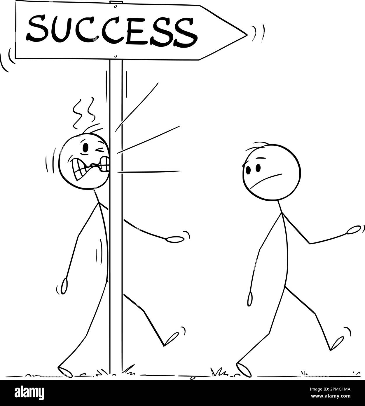 Businessman or person on the way for success hit the arrow sign, vector ...