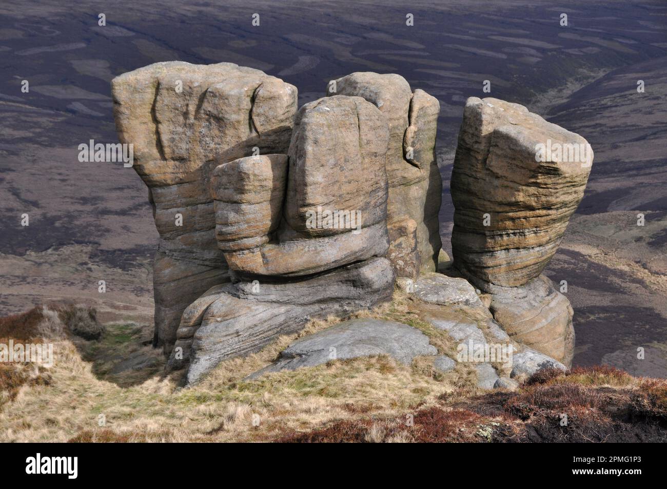 Rock formation known as The Boxing Gloves, on the North edge of Kinder ...
