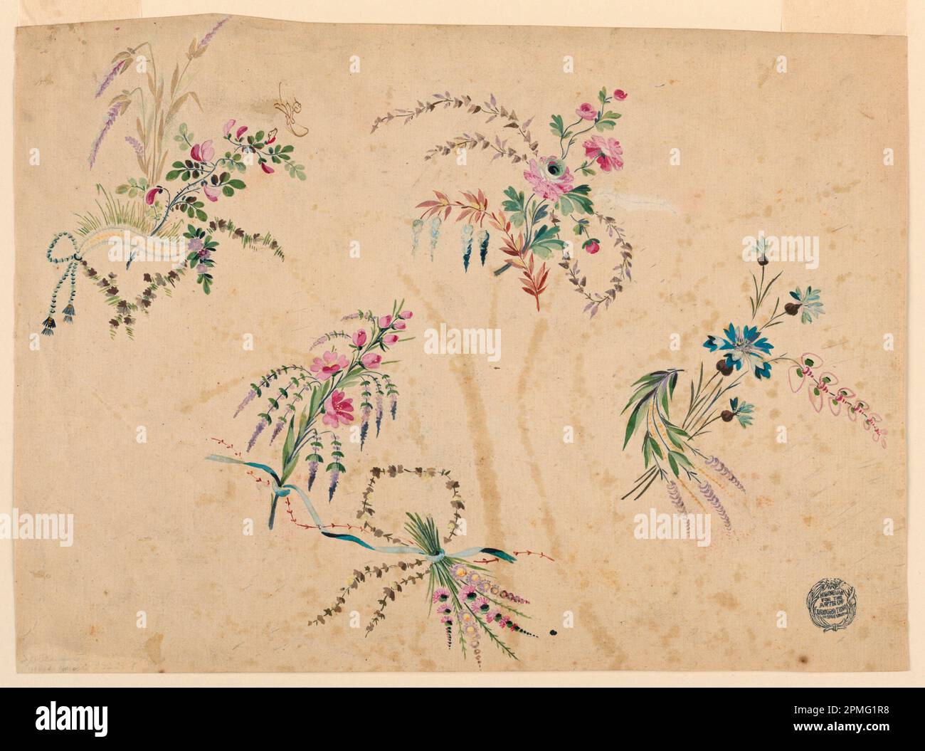 Drawing, Design for Embroidered Floral Motifs of the "Fabrique de St ...