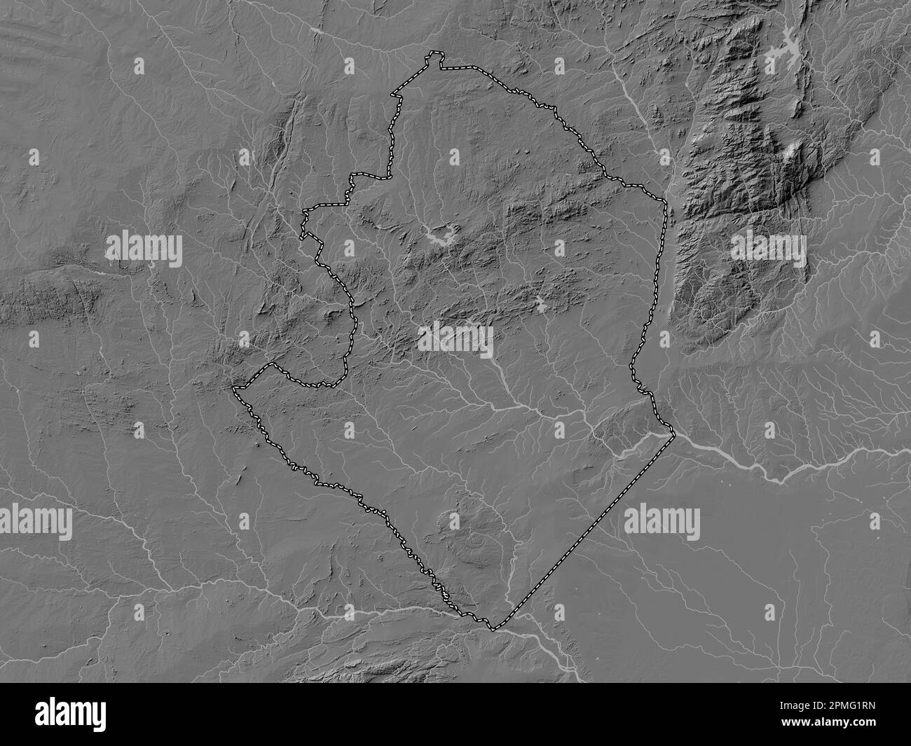 Masvingo, province of Zimbabwe. Bilevel elevation map with lakes and ...