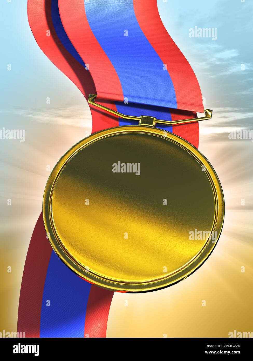 Gold medal over a gorgeous sunset. Digital illustration Stock Photo - Alamy