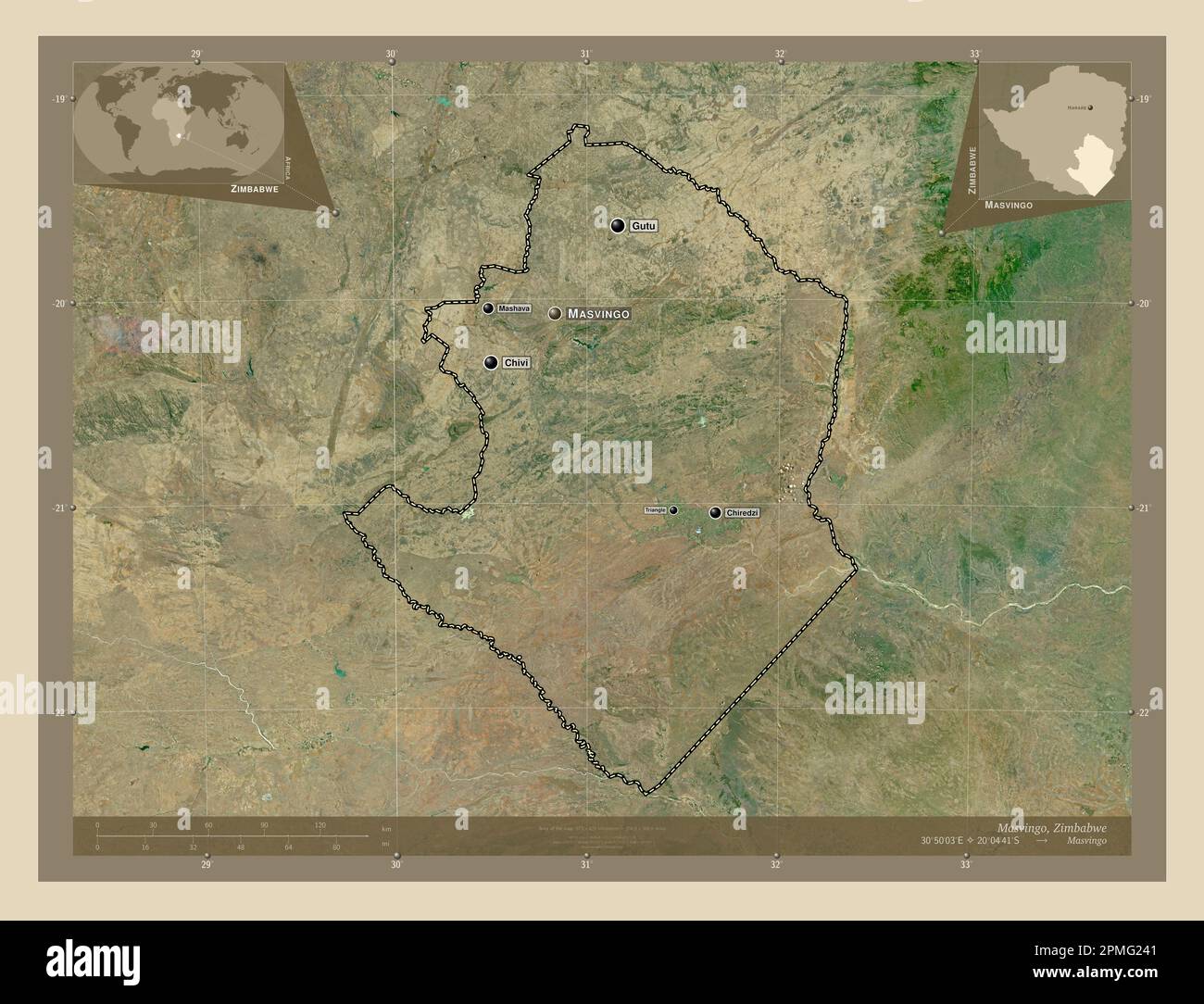 Masvingo, province of Zimbabwe. High resolution satellite map ...