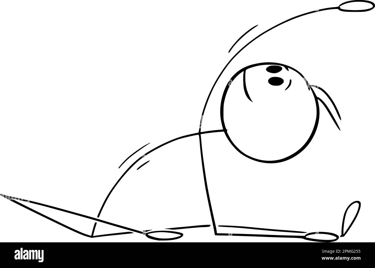 Pose of body stretching , vector cartoon stick figure or character ...
