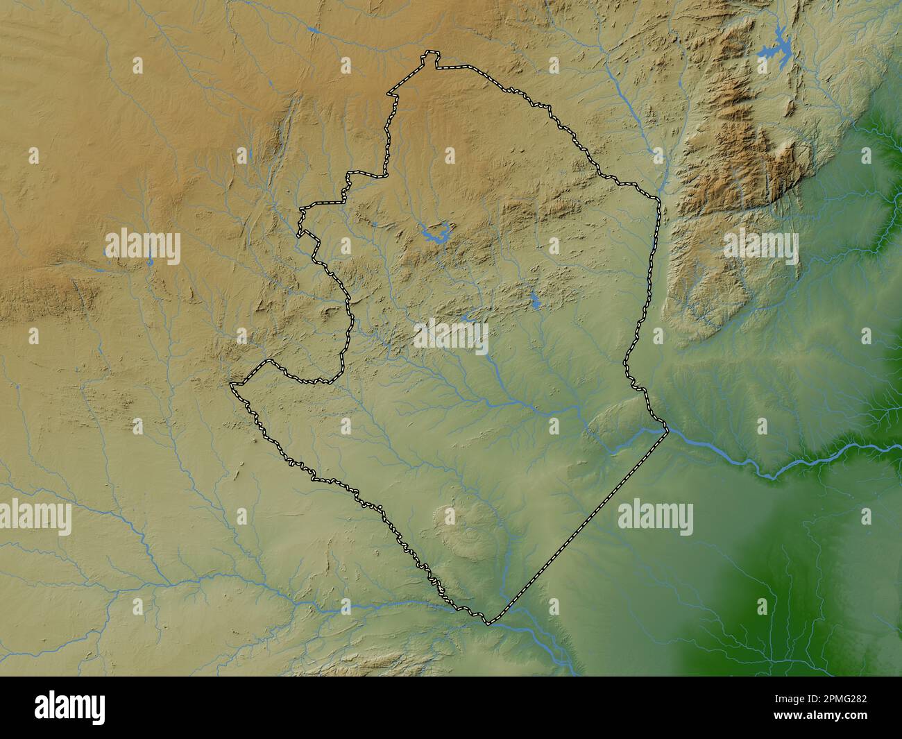 Masvingo, province of Zimbabwe. Colored elevation map with lakes and ...