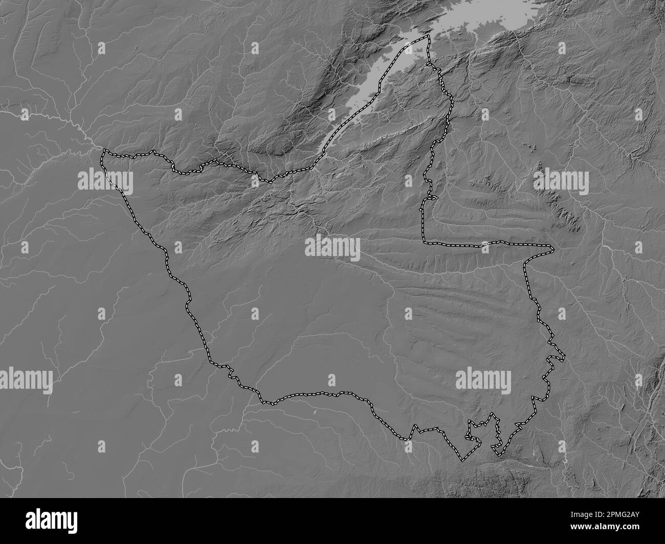 Matabeleland North, province of Zimbabwe. Bilevel elevation map with ...