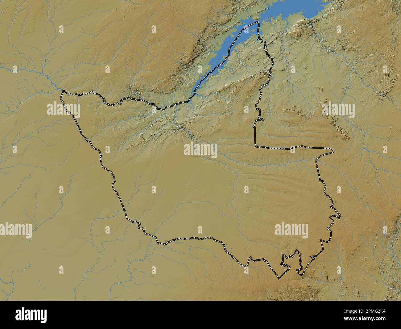 Matabeleland North, province of Zimbabwe. Colored elevation map with ...