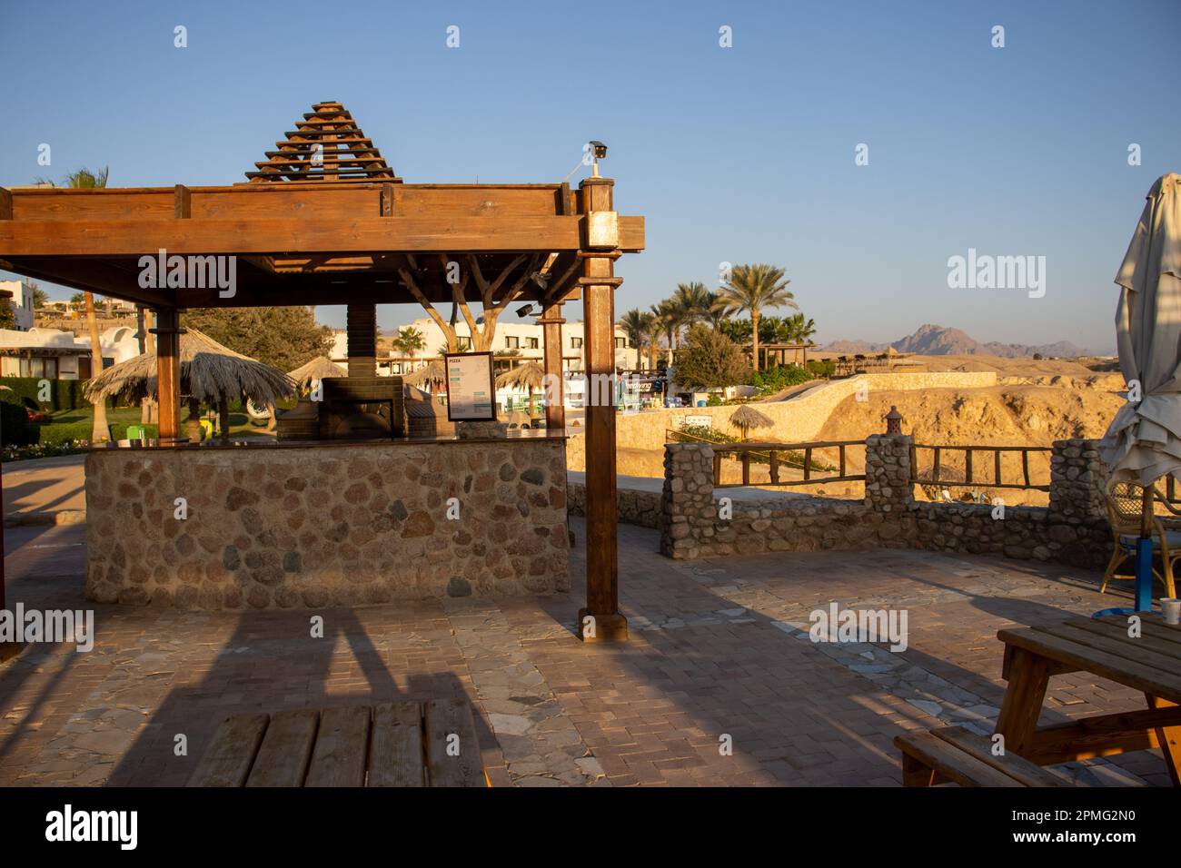 SHARM EL SHEIKH, EGYPT - JANUARY 27, 2023 Labranda Sharm Club seating ...