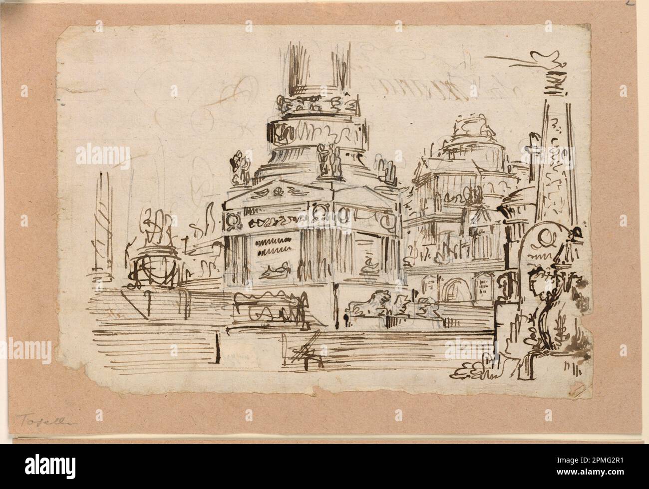 Drawing, Stage Design, Pedestal of Monument; Designed by Angelo Toselli ...