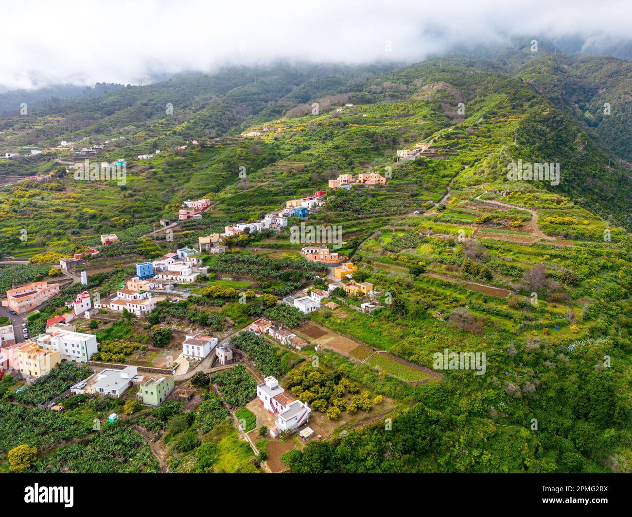 Aerial view of Los Tilos bridge near Los Sauces at La Palma Island ...
