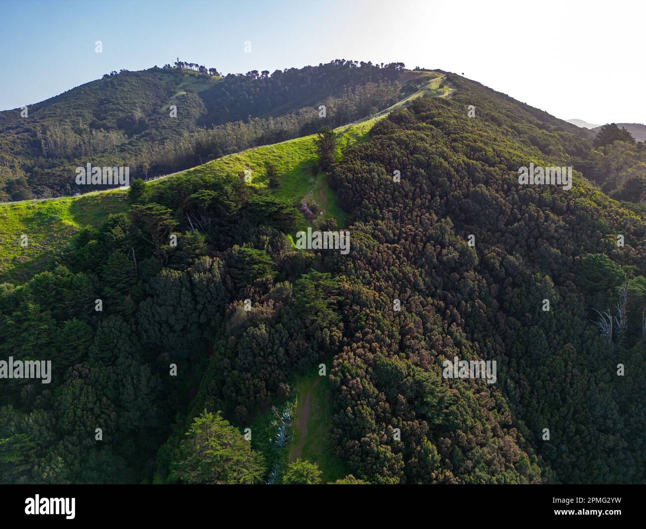 Aerial View at Green Volcanic Hills near Villa de Valverde at El Hierro ...