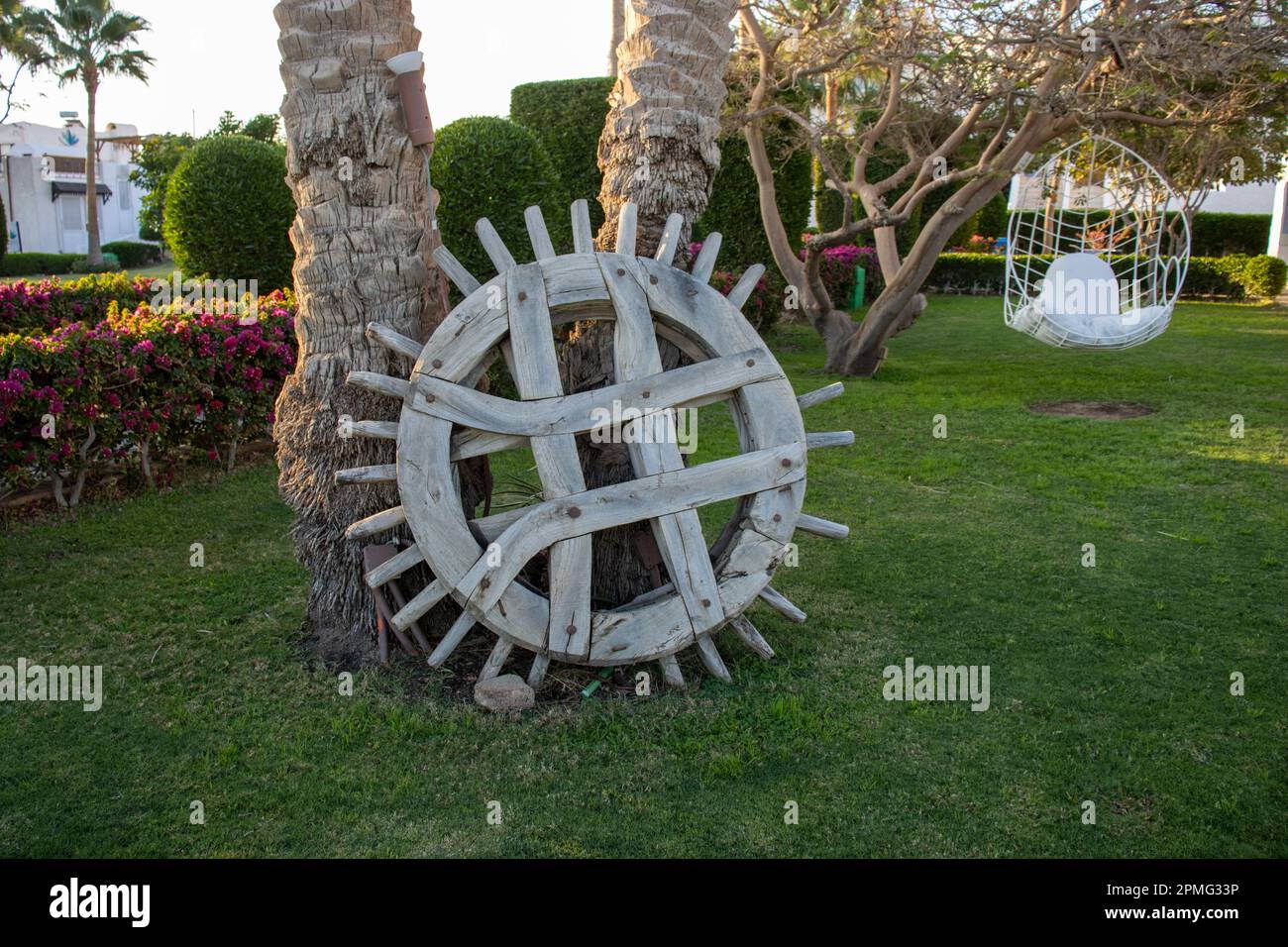 SHARM EL SHEIKH, EGYPT - JANUARY 27, 2023 Labranda Sharm Club wooden ...