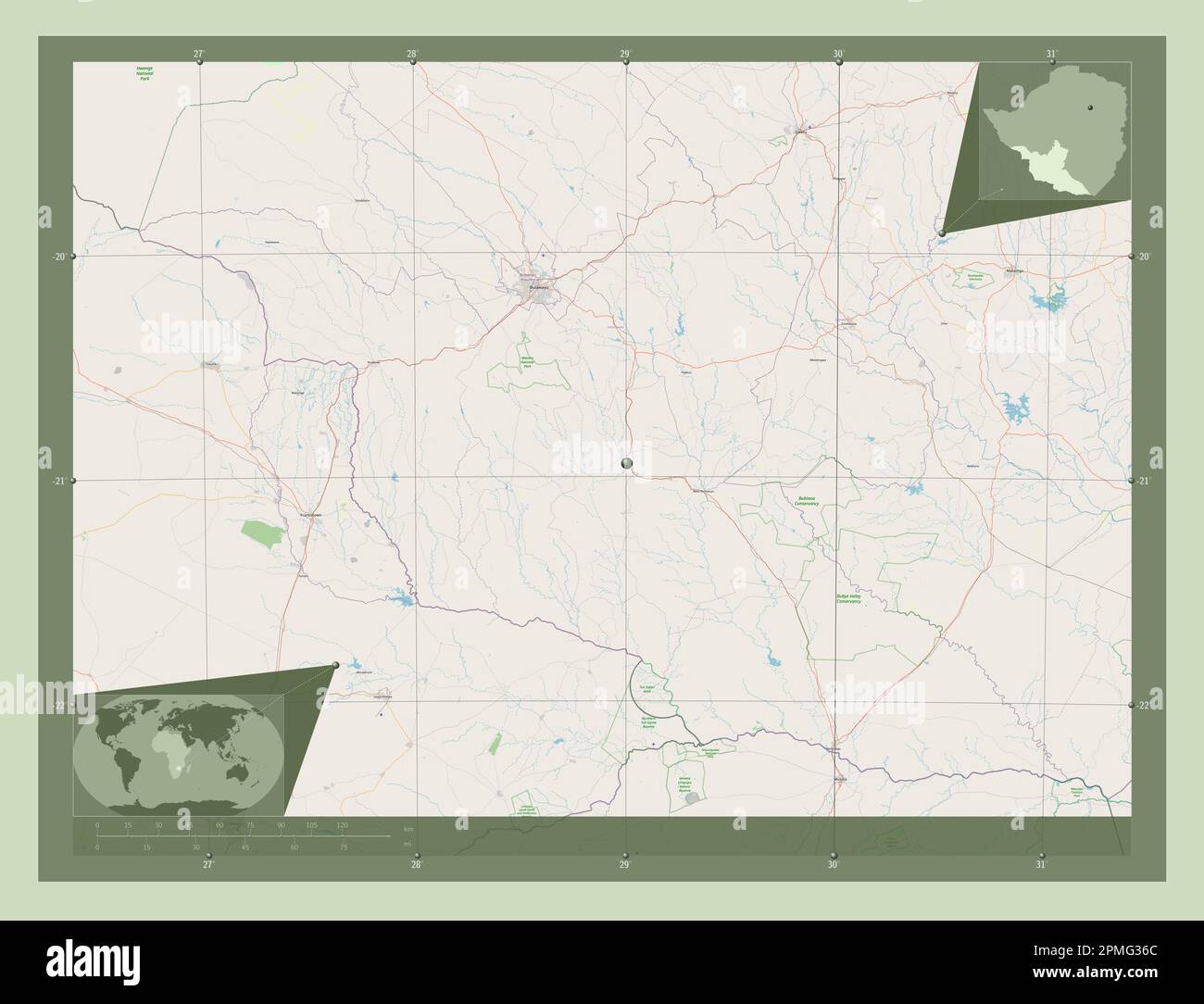 Matabeleland South, province of Zimbabwe. Open Street Map. Corner ...