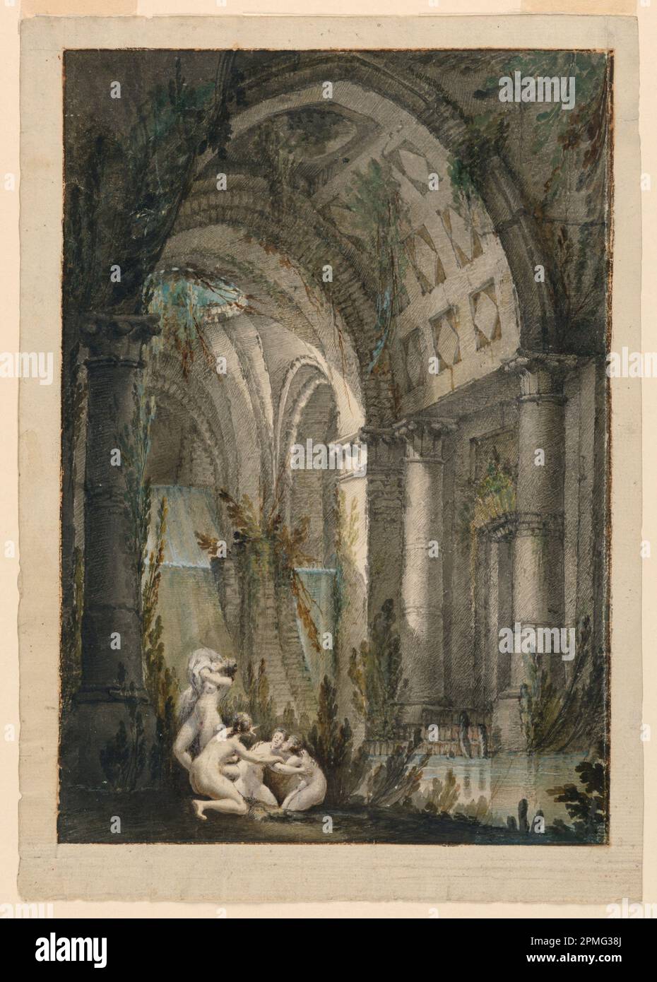 Drawing, Stage Design, Nymphs Bathing in Grotto; Italy; pen and ink ...