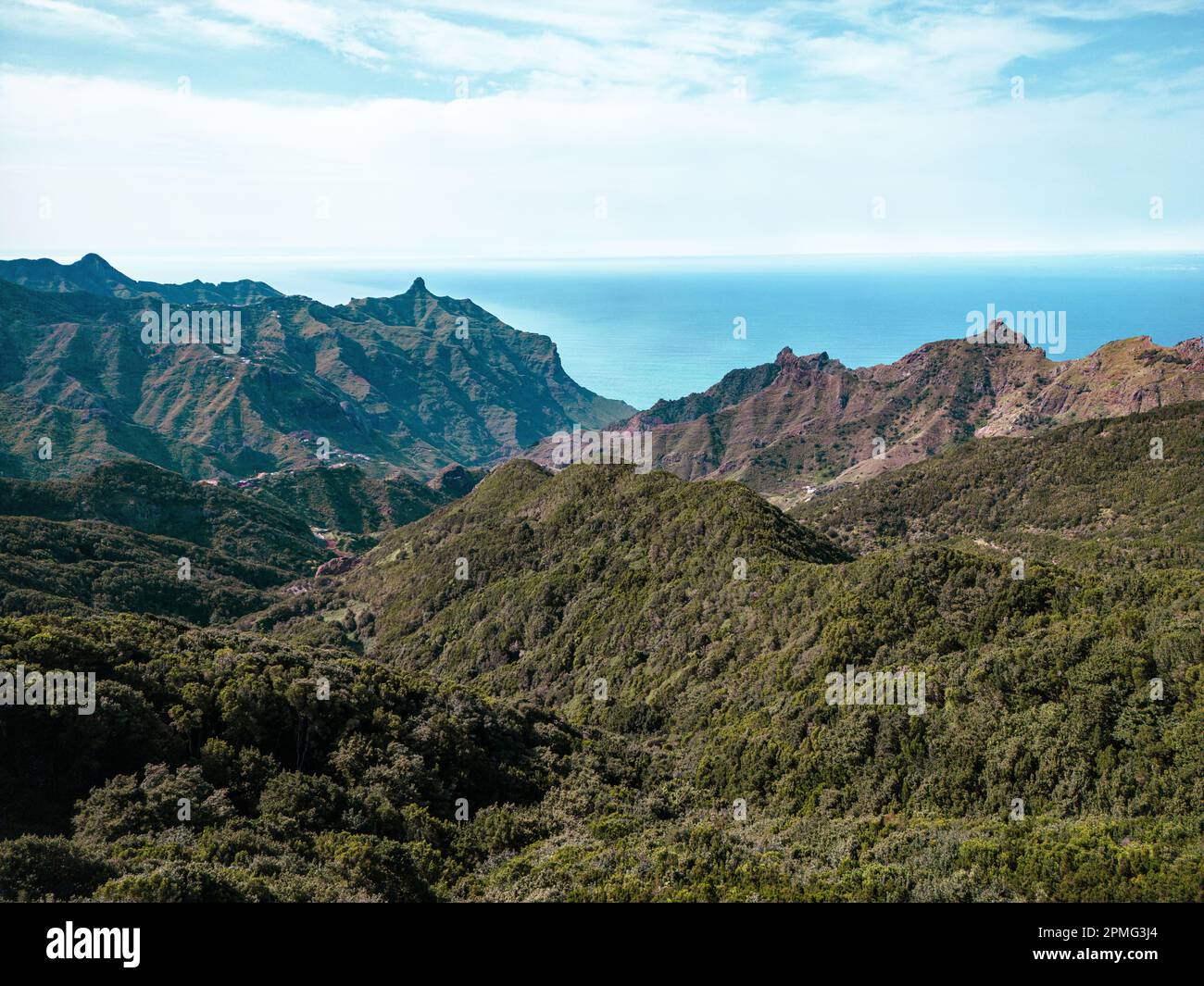 Aerial View of Beautiful Mountains of the Anaga Rural Park in Tenerife ...