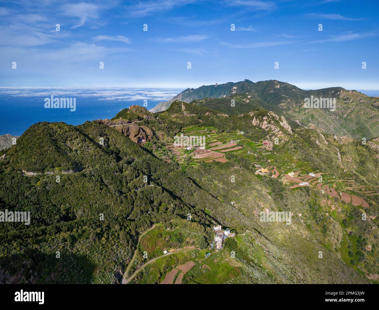 Aerial View of Beautiful Mountains of the Anaga Rural Park in Tenerife ...