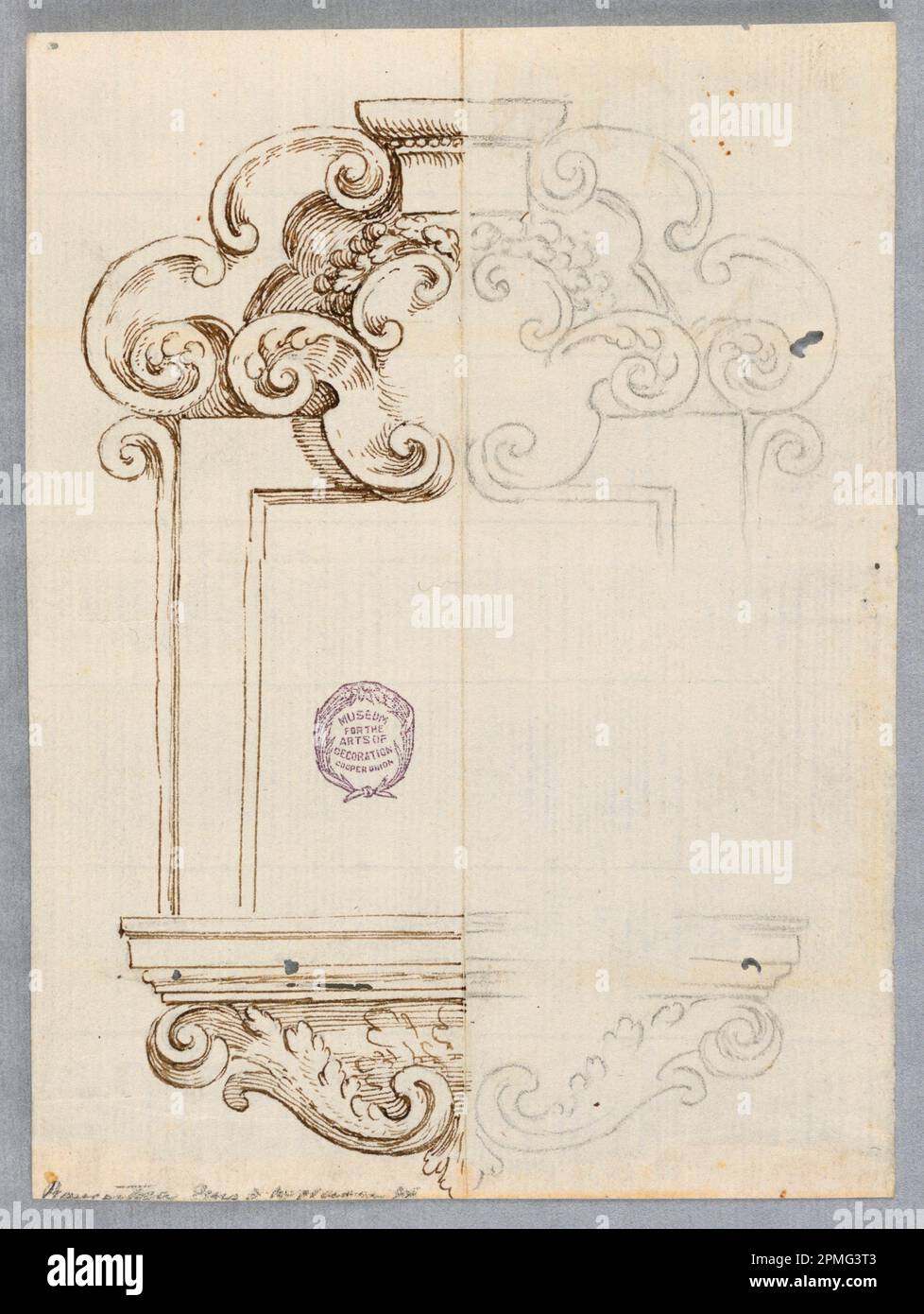 Drawing, Design for a Frame; Italy; pen and brown ink, traces of ...