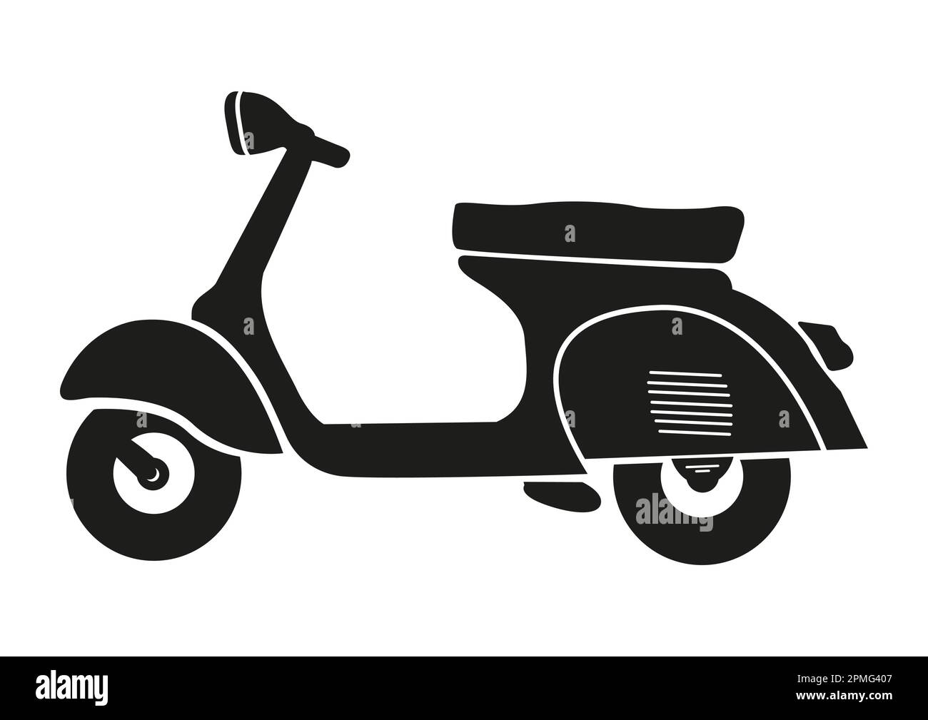 Black and white vintage scooter moped Icon isolated on white background ...