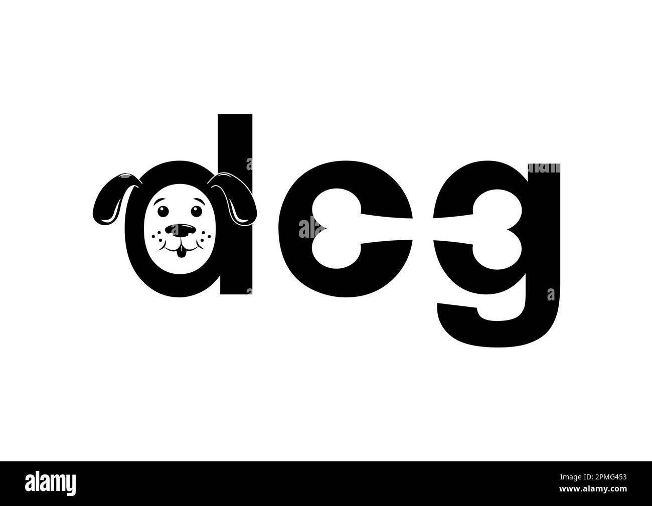 Black and white dog logo letters isolated on white background Stock ...
