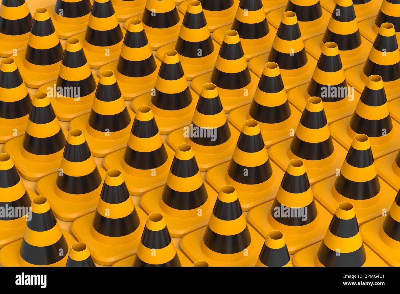 Group of traffic cones for under construction road work on white ...