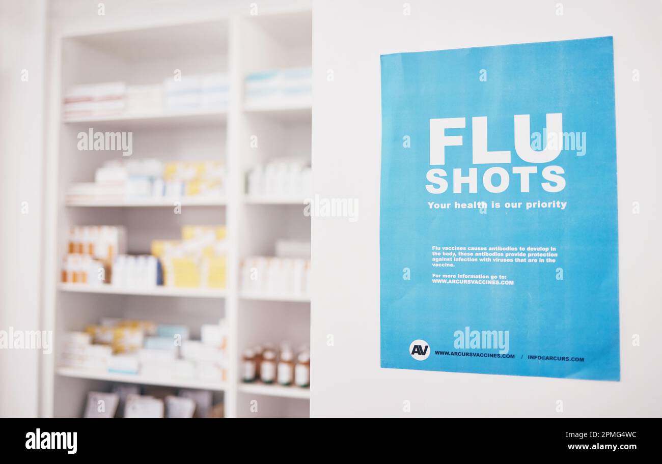 Healthcare, pharmacy or flu shots poster to promote vaccines or ...