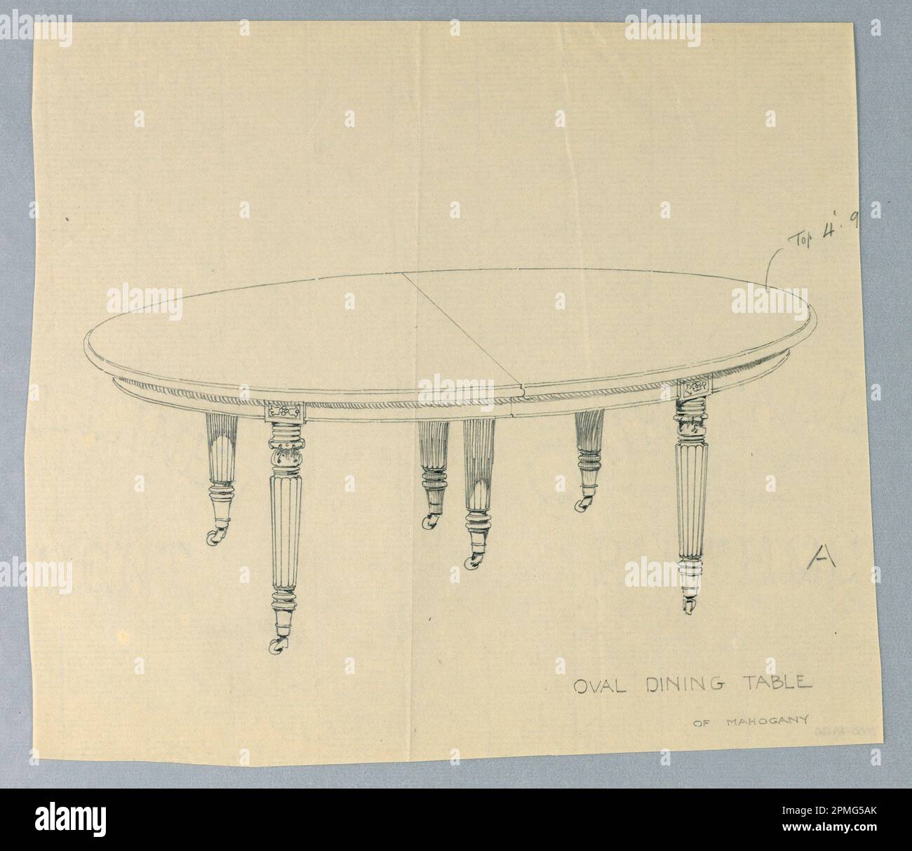 Drawing, Design for an Oval Dining Table 'A" of Mahogany; Designed by A ...