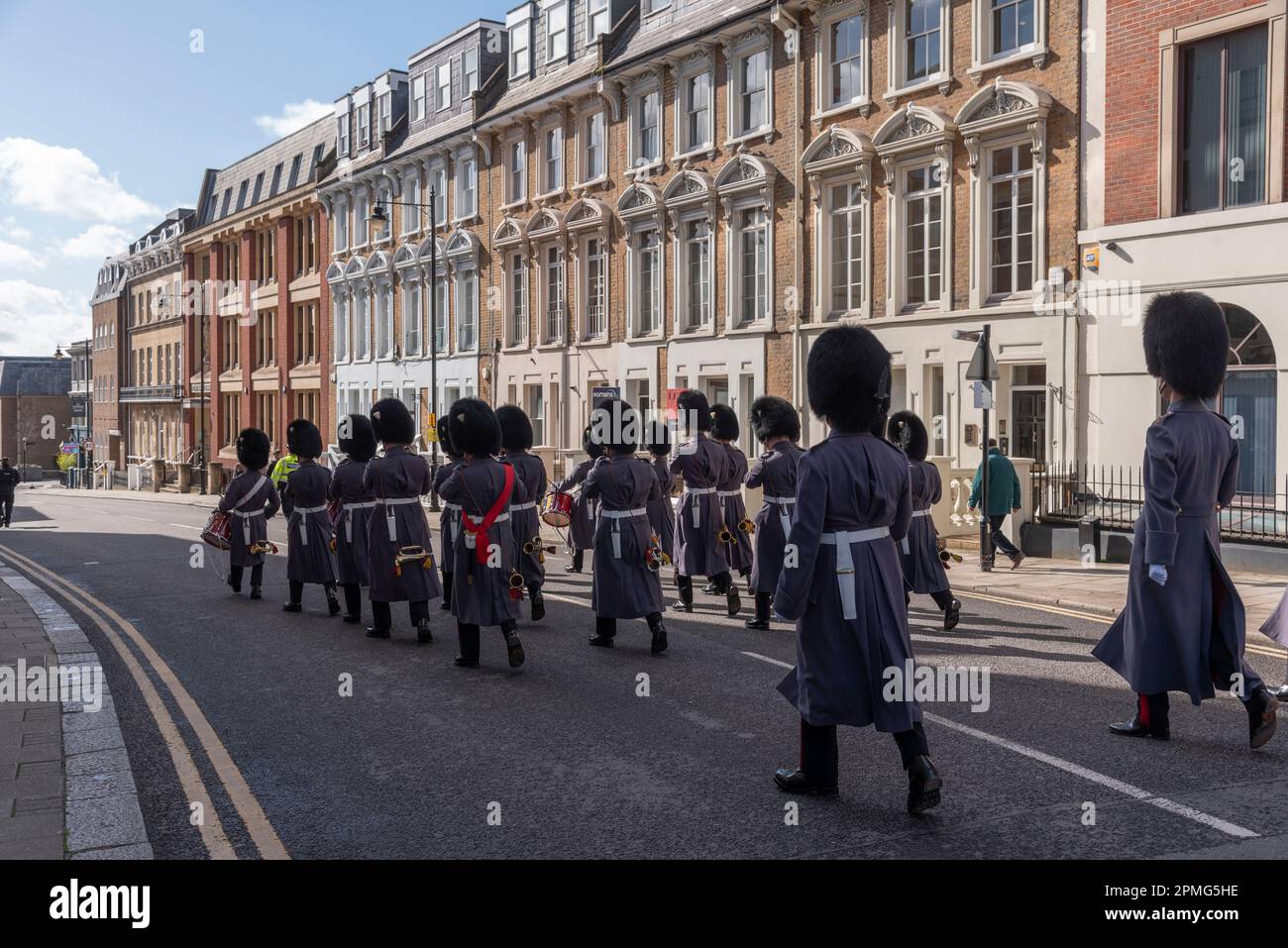Windsor, Berkshire, England, UK. 2023. Guardsmen marching back to ...