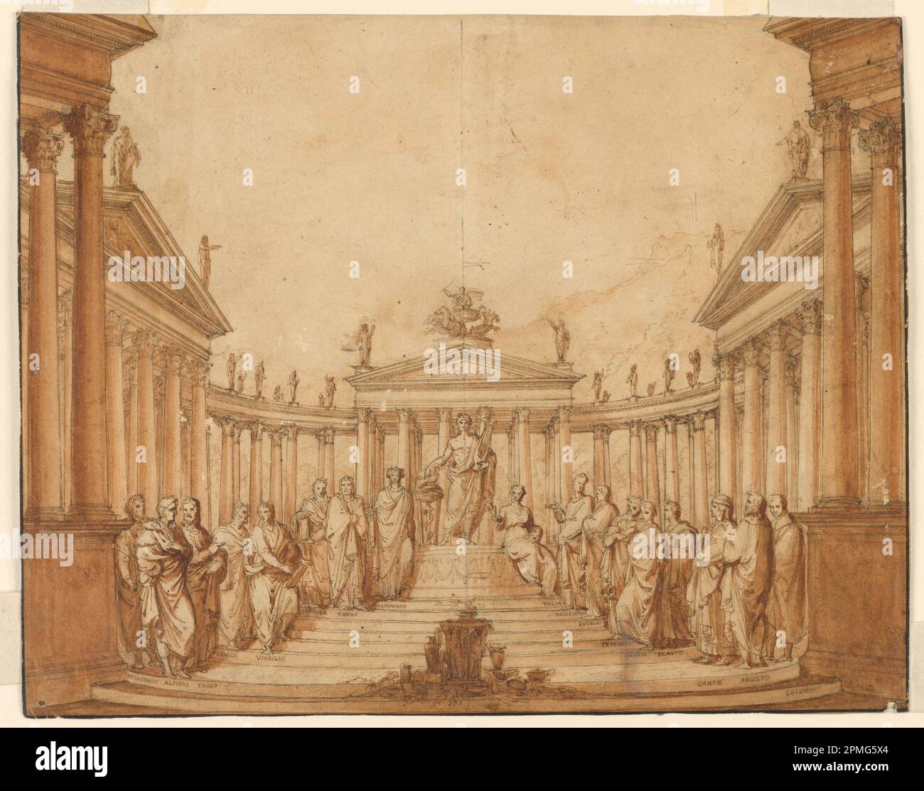 Drawing, Stage Design, Apollo with Famous Men and Muses; Italy; pen and ...