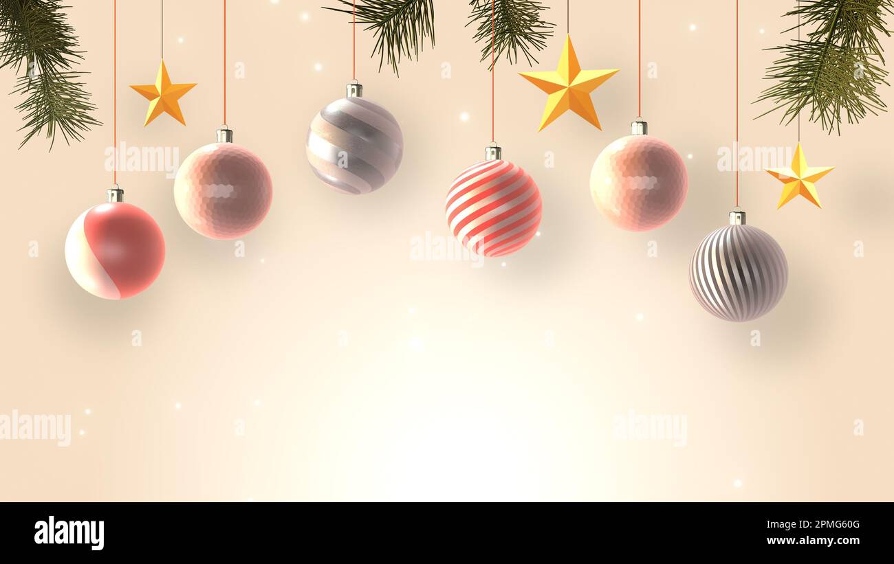 Christmas background with balls and stars Stock Photo - Alamy