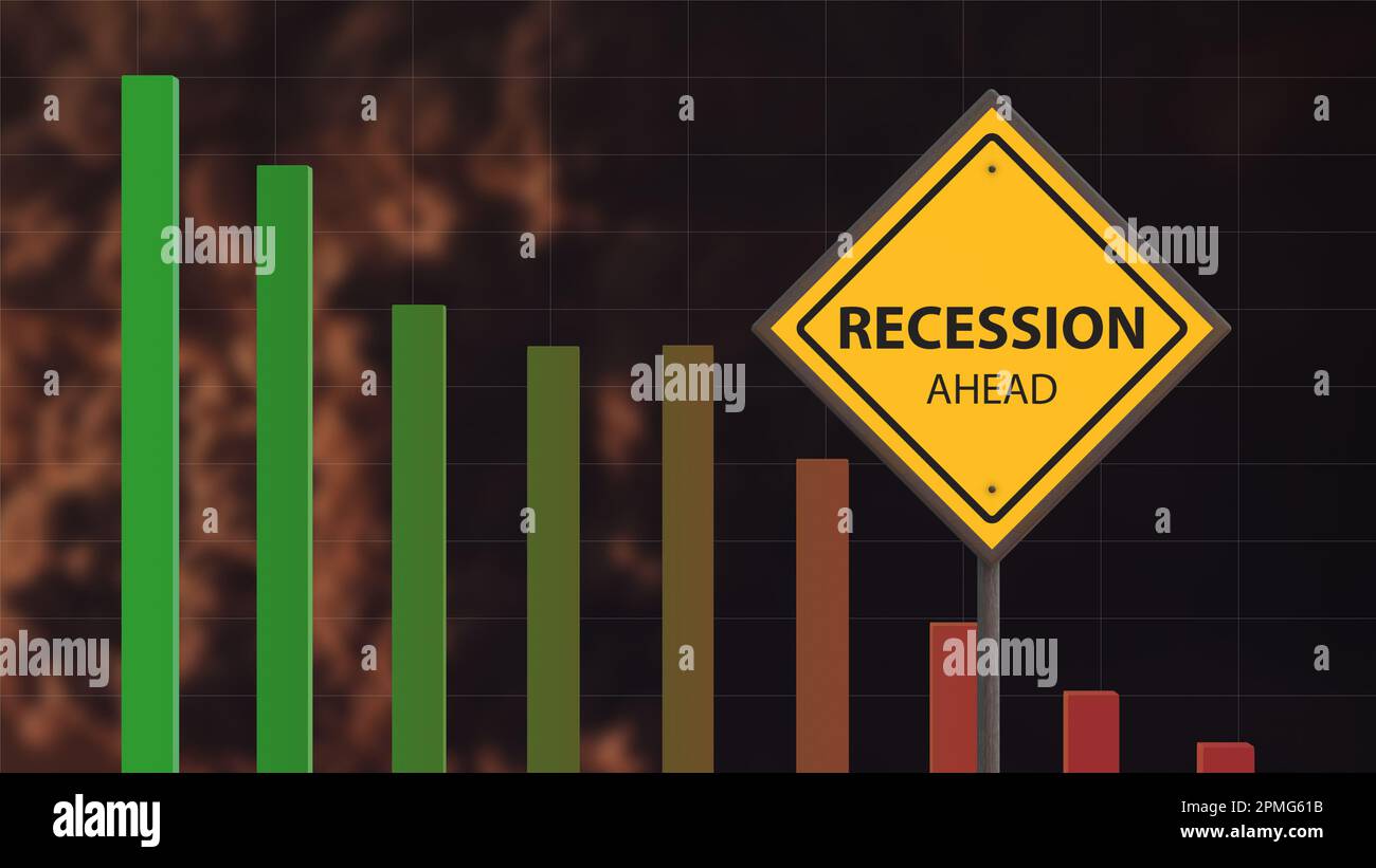 Recession ahead warning symbol with graph Stock Photo - Alamy